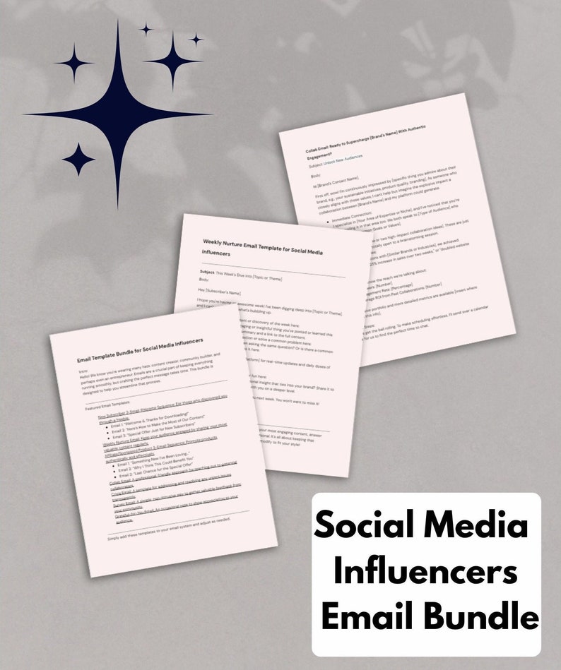 Email Template Bundle for Social Media Influencers, Customizable Email ...