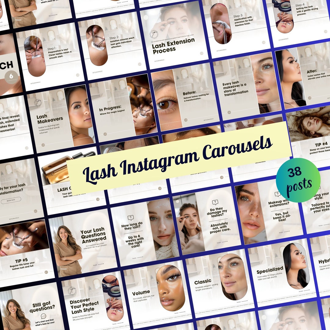 Lash Instagram Carousel Templates, Easy-to-use PDF for Beauty & Lash ...