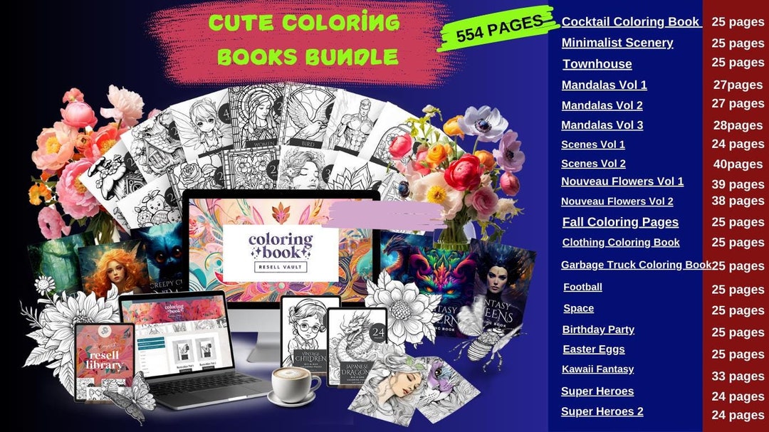 20 Coloring Books Bundle 20 Printable Books With 554 Pages Fun ...