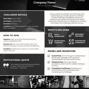 Printable Fitness Challenge Flyer, Customizable Workout Tracker, Ideal ...