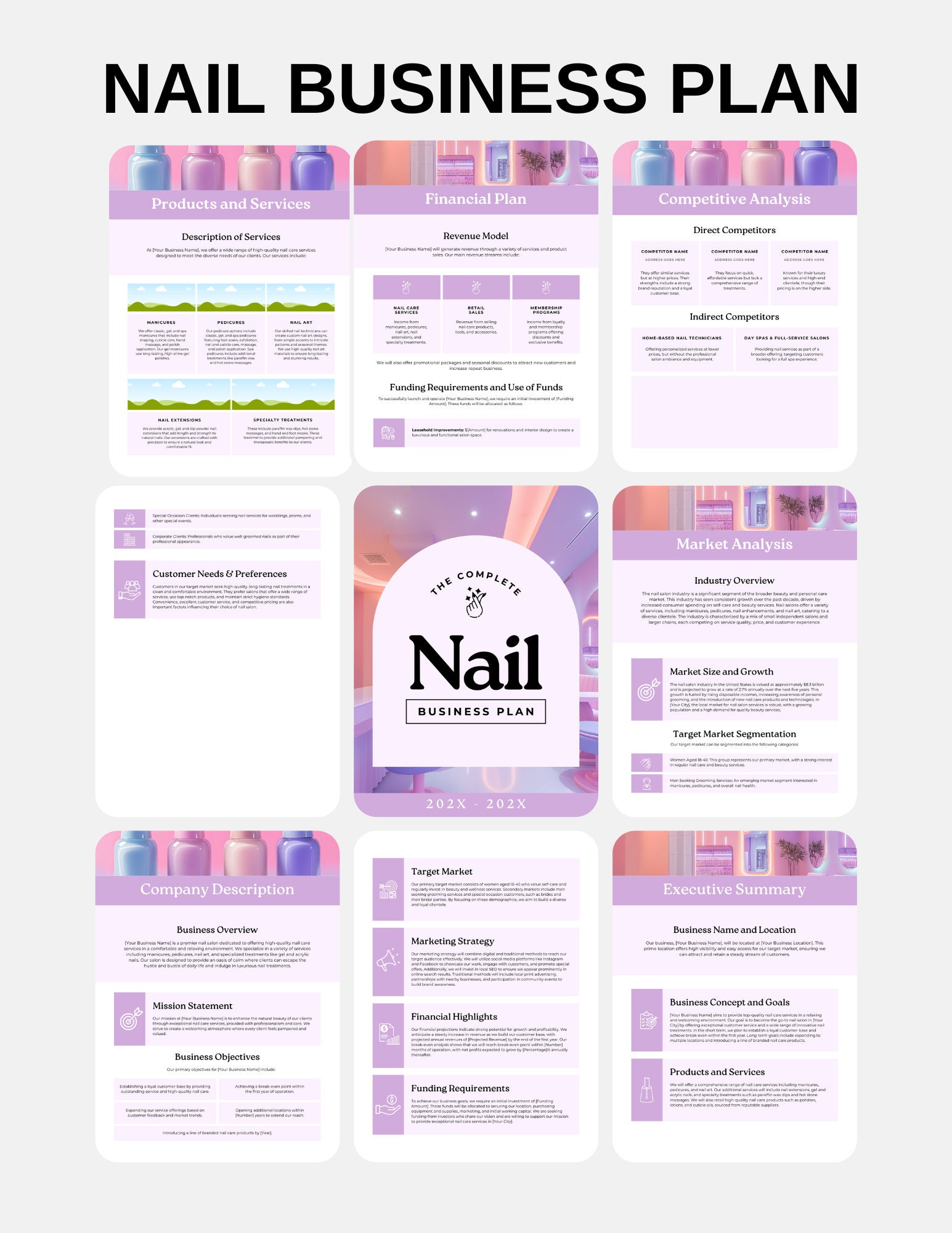 Editable Nail Salon Business Plan, 34-page Digital PDF for Beauty ...