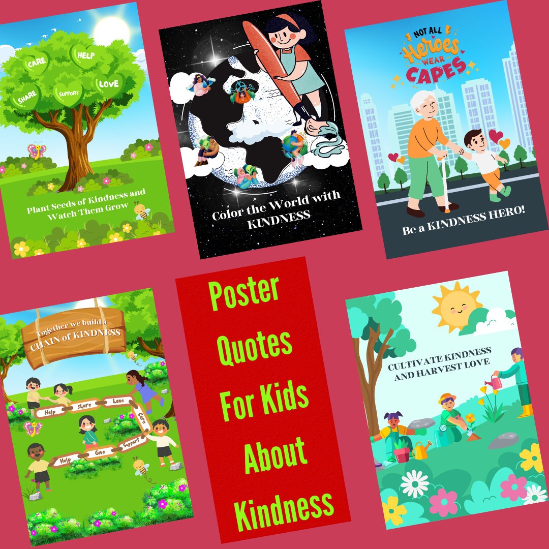 Kids Poster Quotes About Kindness, Inspiring Wall Art Decor for ...