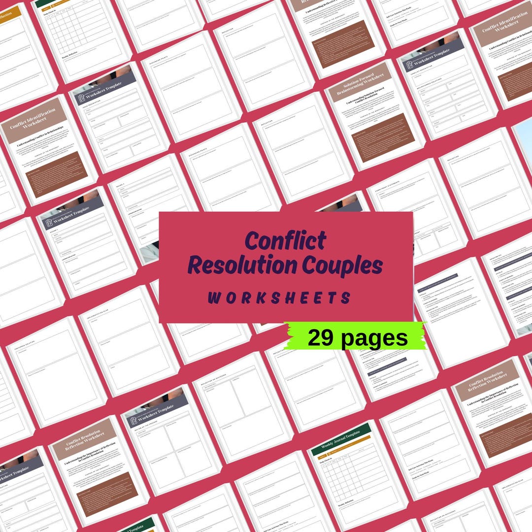 Conflict Resolution Worksheets for Couples 29 Printable Pages Improve ...