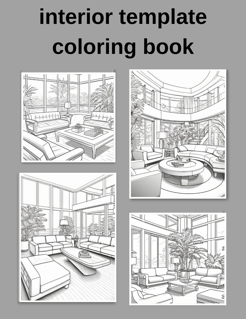 Interior Coloring Book Digital PDF 24 Pages, Intricate Designs for ...
