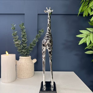 Large Modern Silver Standing Giraffe Ornament Sculpture Trendy Home ...