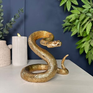 Gold Snake Ornament Art Sculpture Halloween Home Decor Table Decor Hand ...