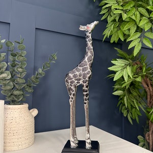Large Modern Silver Standing Giraffe Ornament Sculpture Trendy Home ...