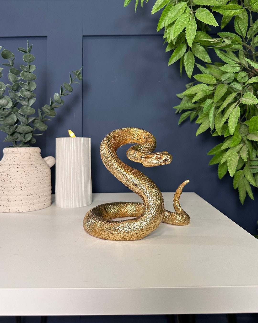 Gold Snake Ornament Art Sculpture Halloween Home Decor Table Decor Hand ...
