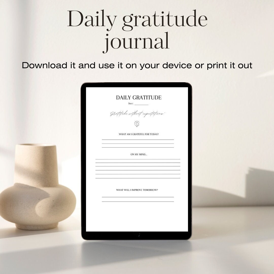 Simple Digital Daily Gratitude Journal, Printable Daily Gratitude ...