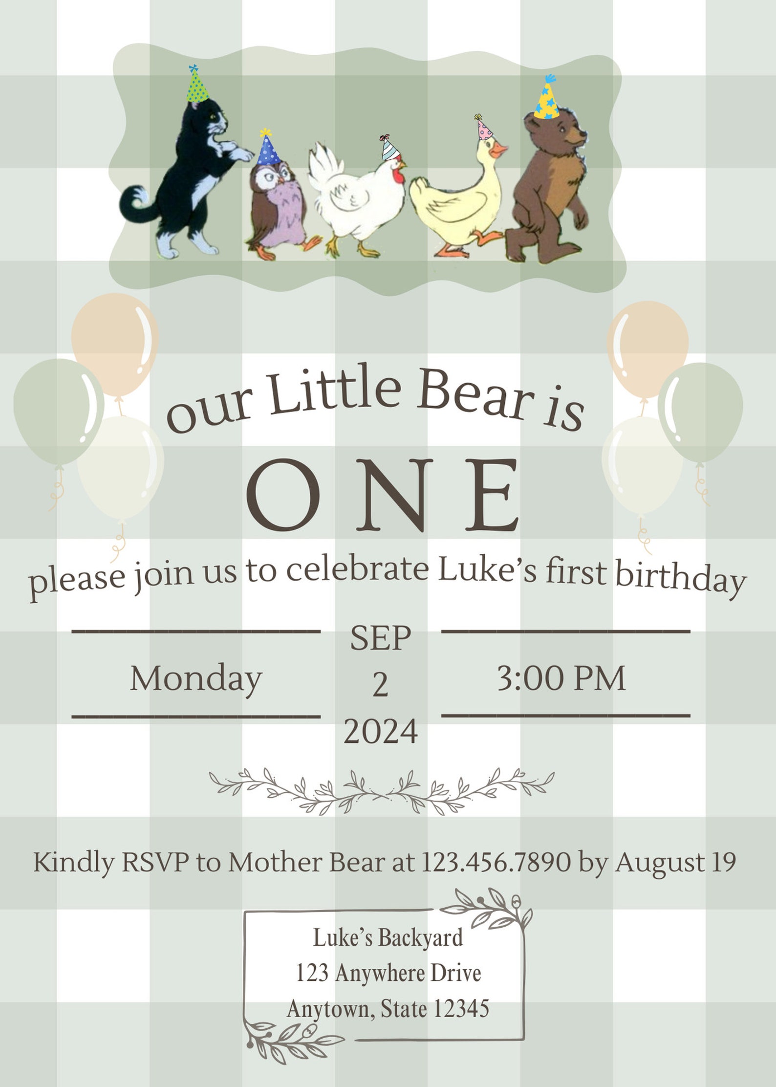 Little Bear Birthday Invitation - Etsy