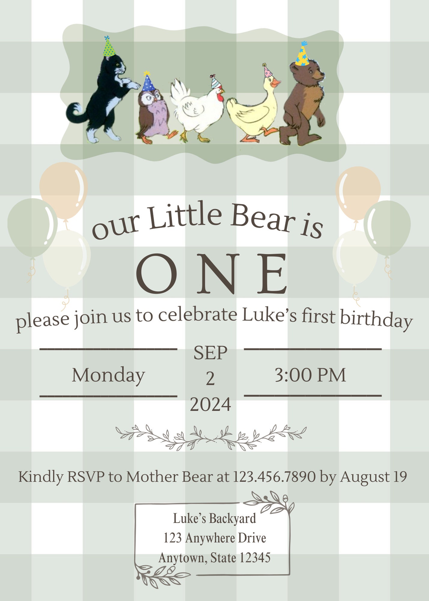 Little Bear Birthday Invitation - Etsy