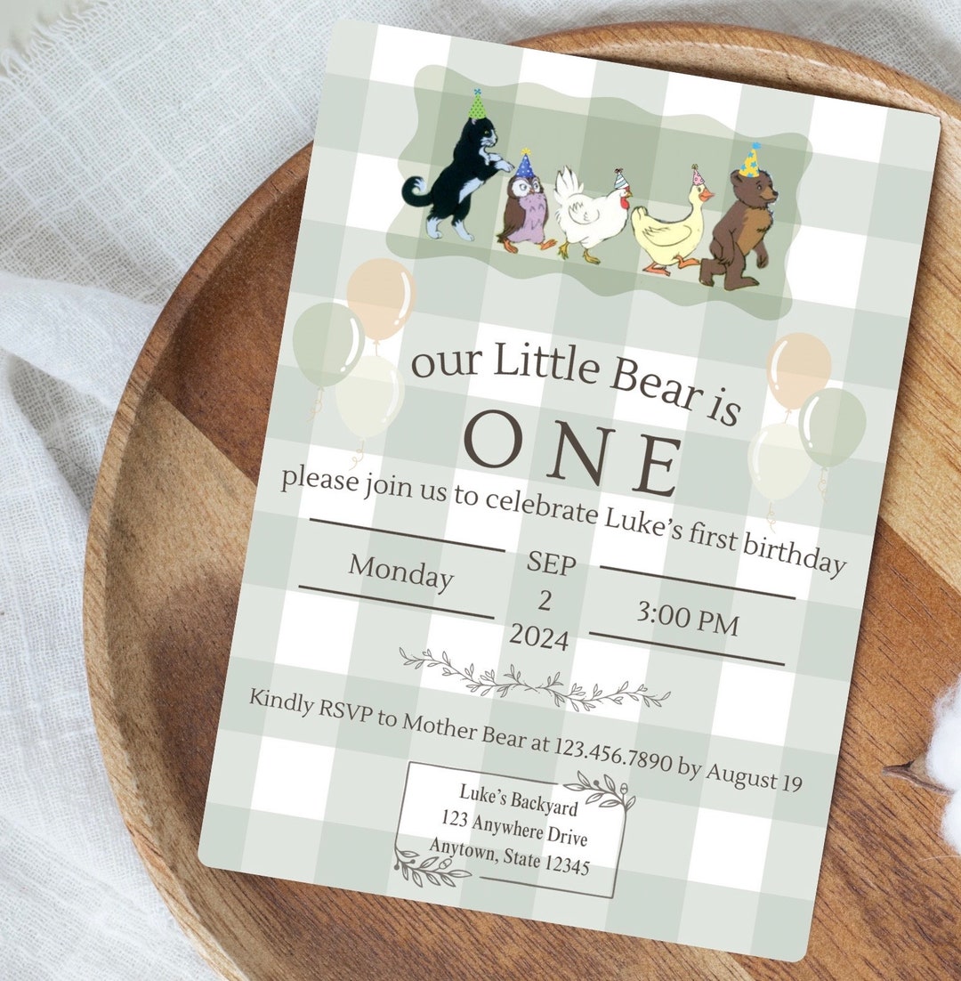 Little Bear Birthday Invitation - Etsy