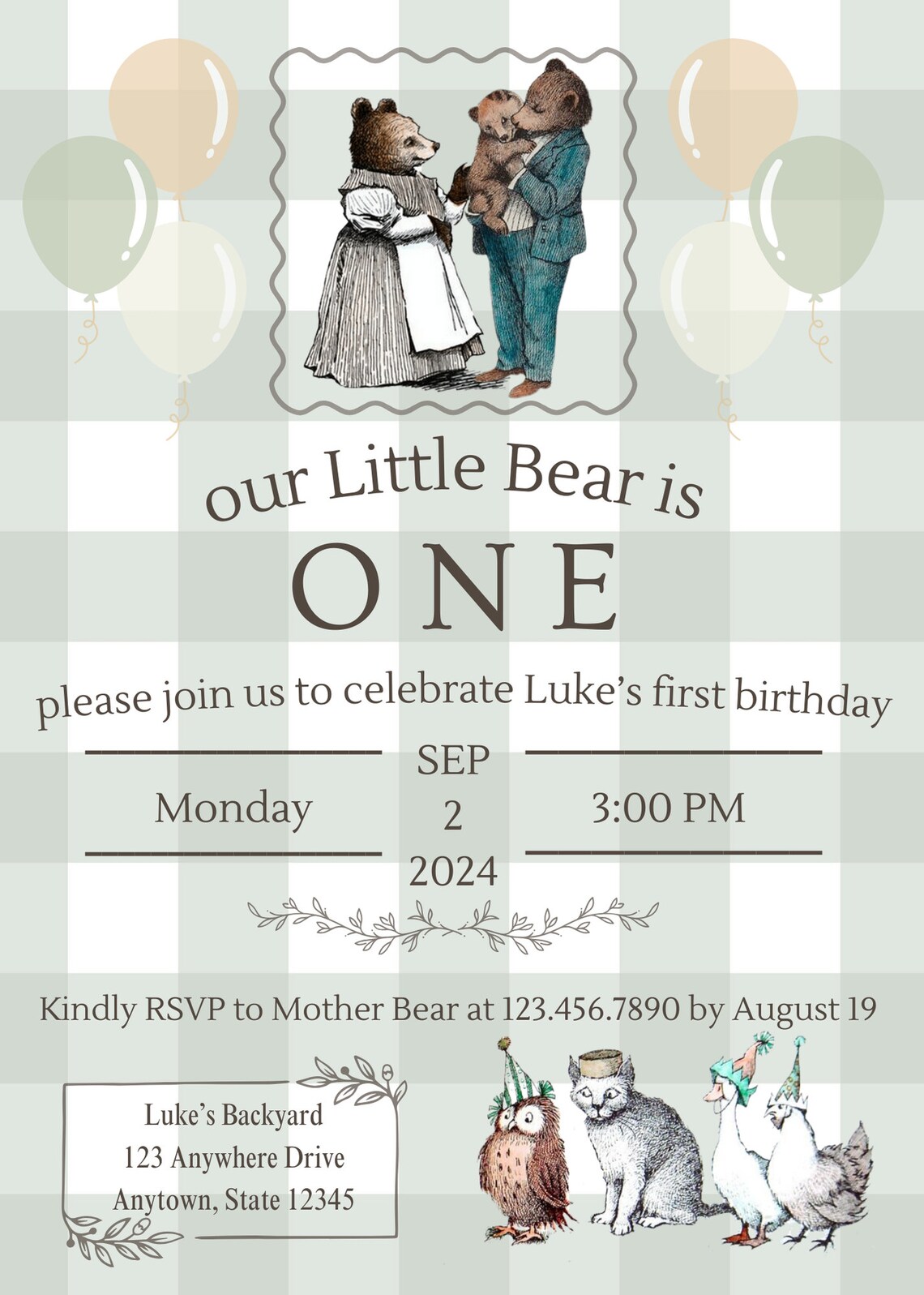 Little Bear Birthday Invite - Etsy