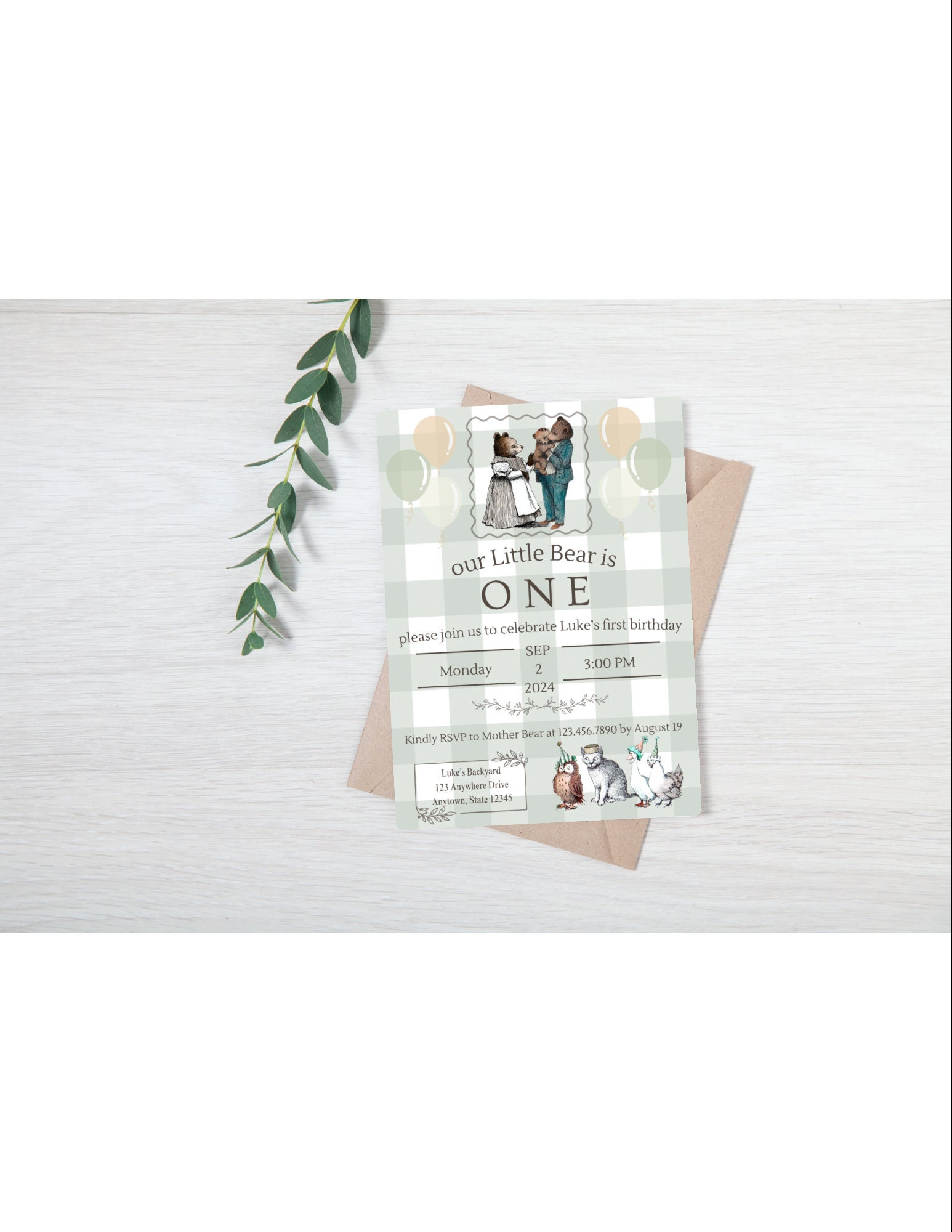 Little Bear Birthday Invite - Etsy