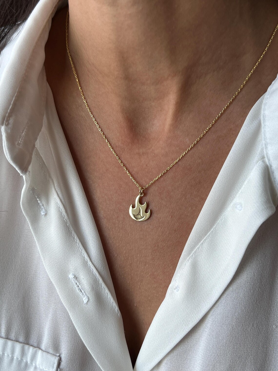 Sterling Silver Flame Necklace: Fire Jewelry Gift - Etsy