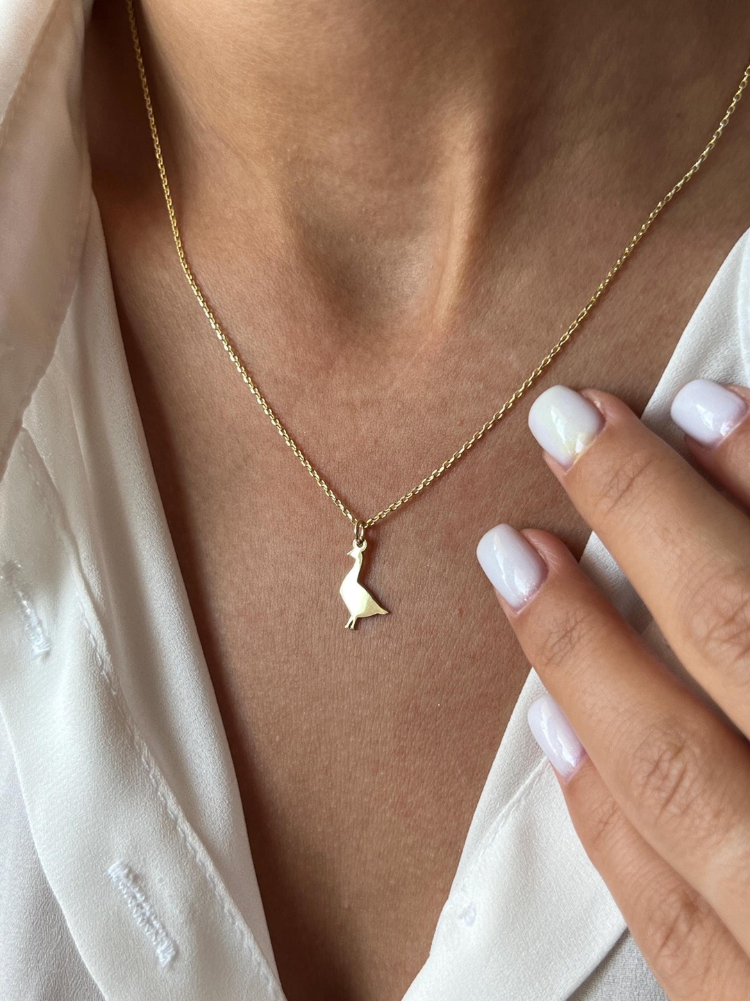 Sterling Silver Goose Necklace: Bird Jewelry Gift - Etsy