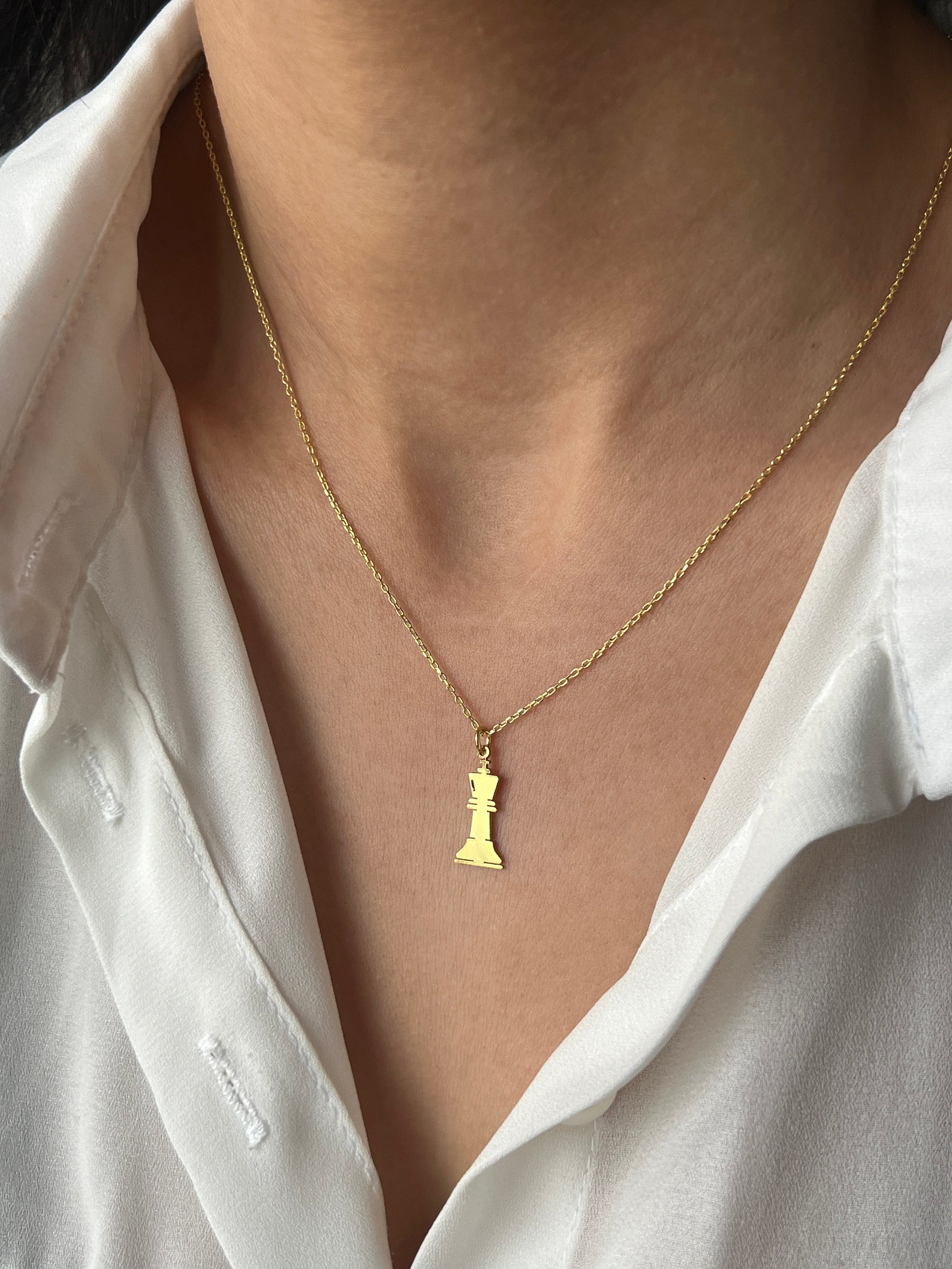 Rook Necklace · 925 Sterling Silver · Chess Necklace · Chess Lover Gift ...