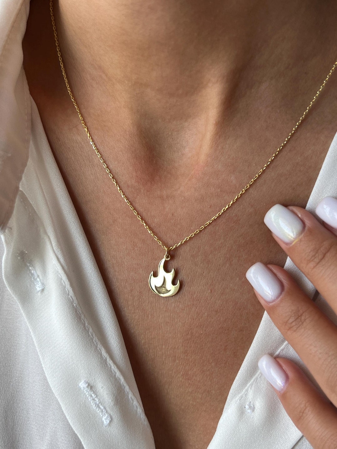 Sterling Silver Flame Necklace: Fire Jewelry Gift - Etsy