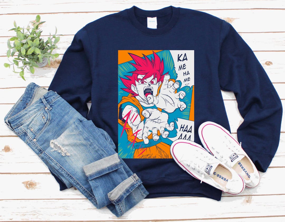 Kamehameha Goku Sweatshirt, DBZ Manga Sweater, Super Saiyan Dragonball ...