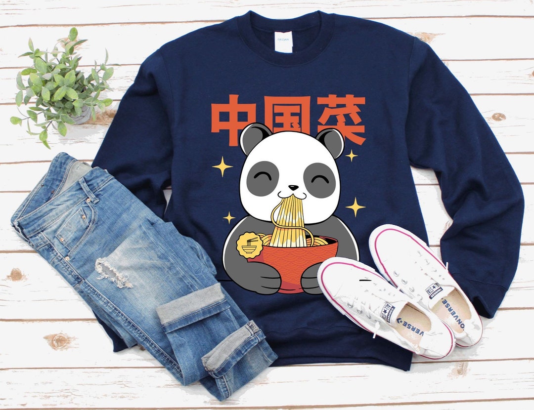 Panda Ramen Sweatshirt, Japanese Kawaii Panda Bear Sweater, Ramen ...