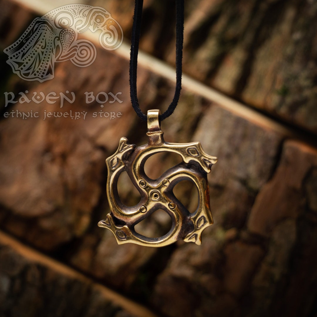 Bronze Baltic Snakes Pendant. Baltais Zalktis - Symbol of Wisdom. Pagan ...