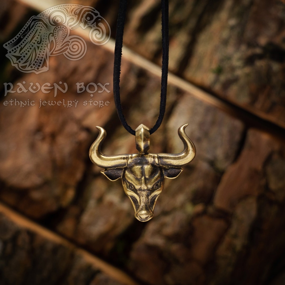 Bronze Taurus Head Pendant: Symbol of Strength and Courage, Inspired by ...