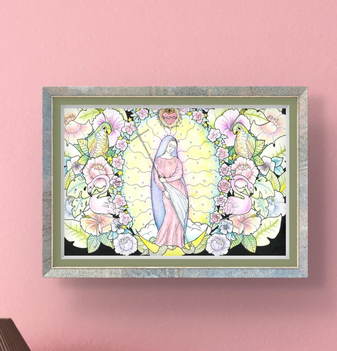 Virgin Most Powerful Hibiscus Rose, Virgin Mary Printable Art, - Etsy