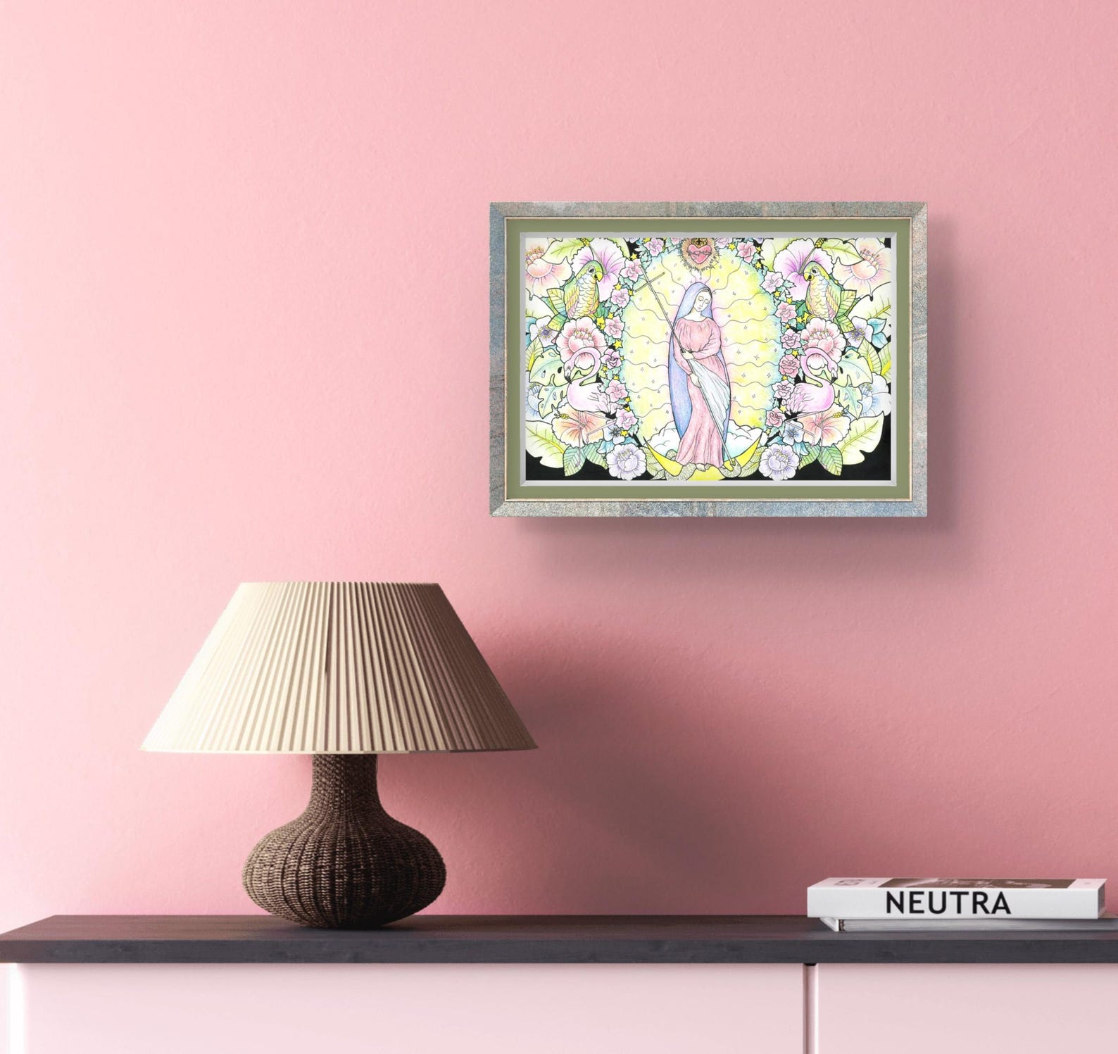 Virgin Most Powerful Hibiscus Rose, Virgin Mary Printable Art, - Etsy