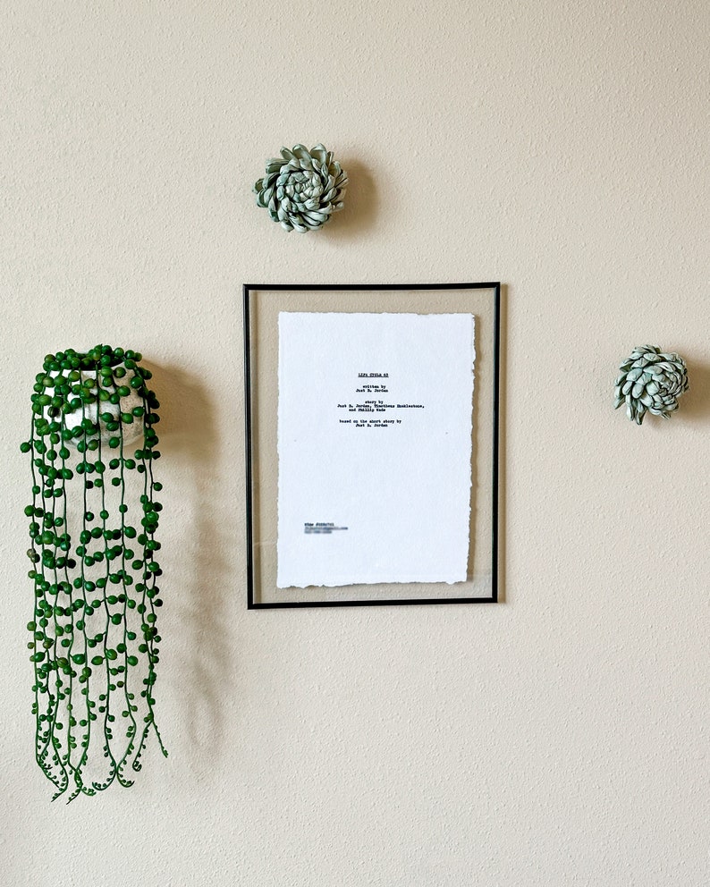Custom Screenplay Title Page Hand Typed on Cotton Paper and Framed ...