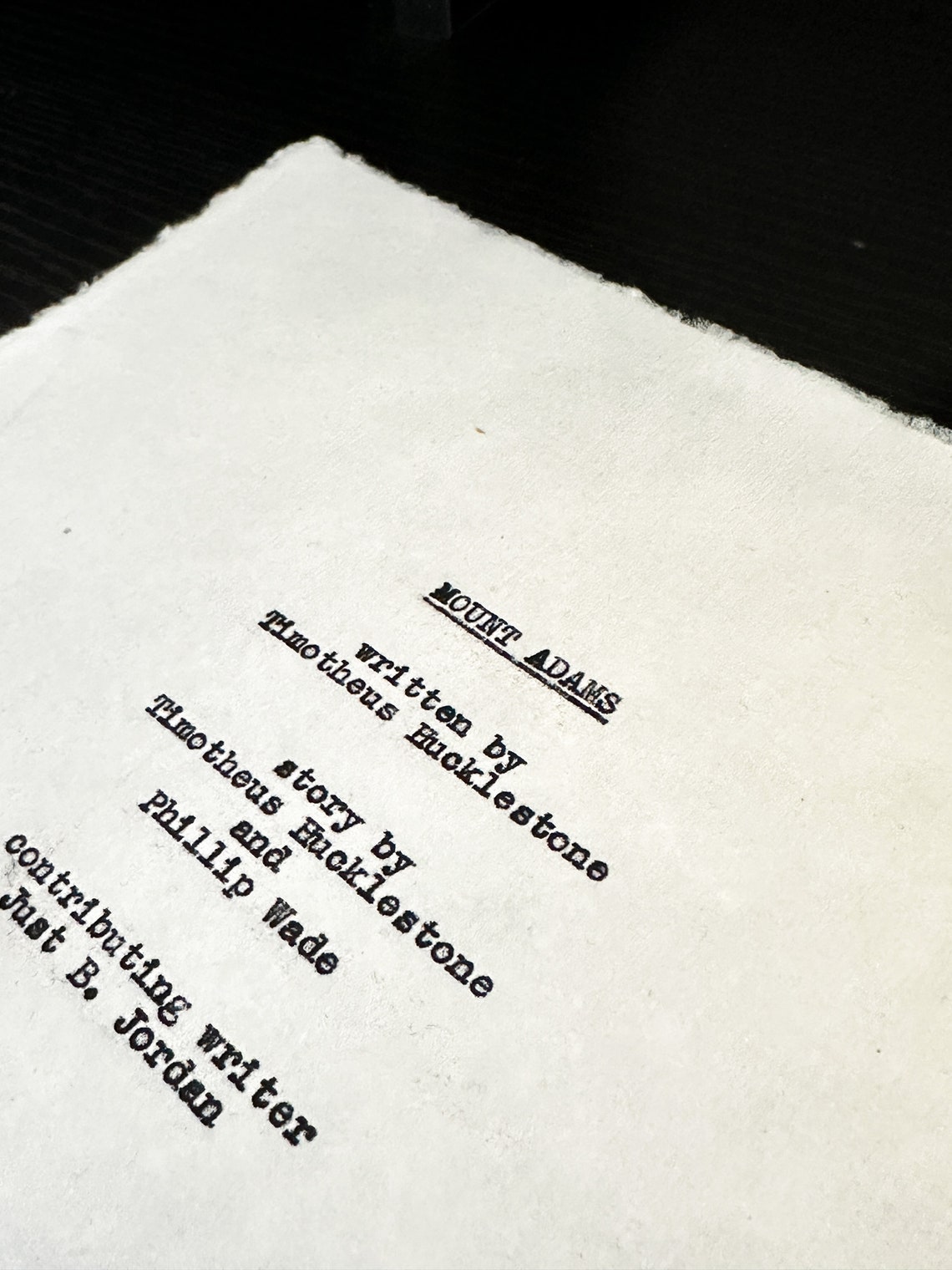 Custom Screenplay Title Page Hand Typed on Cotton Paper and ...