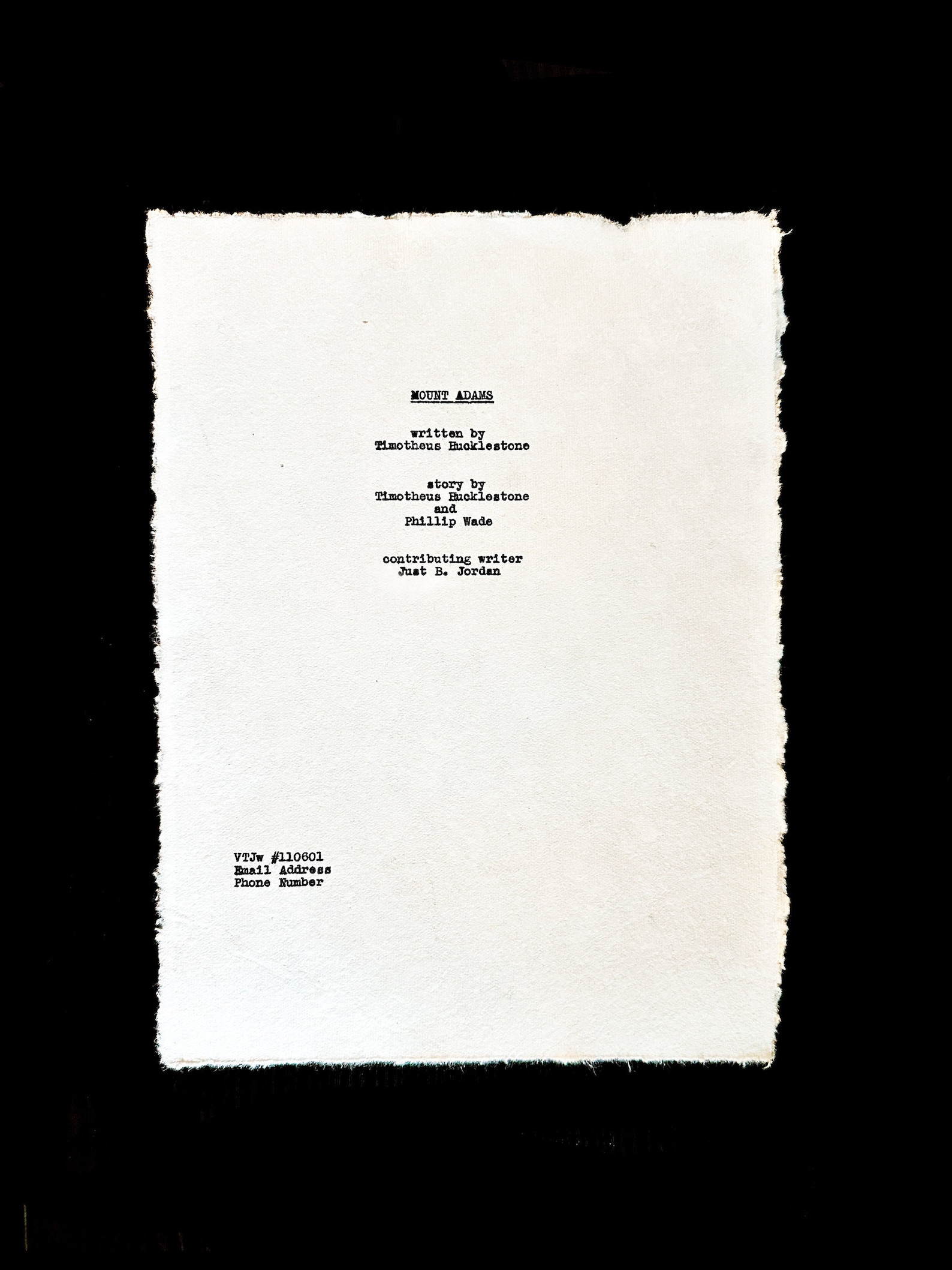 Custom Screenplay Title Page Hand Typed on Cotton Paper and ...