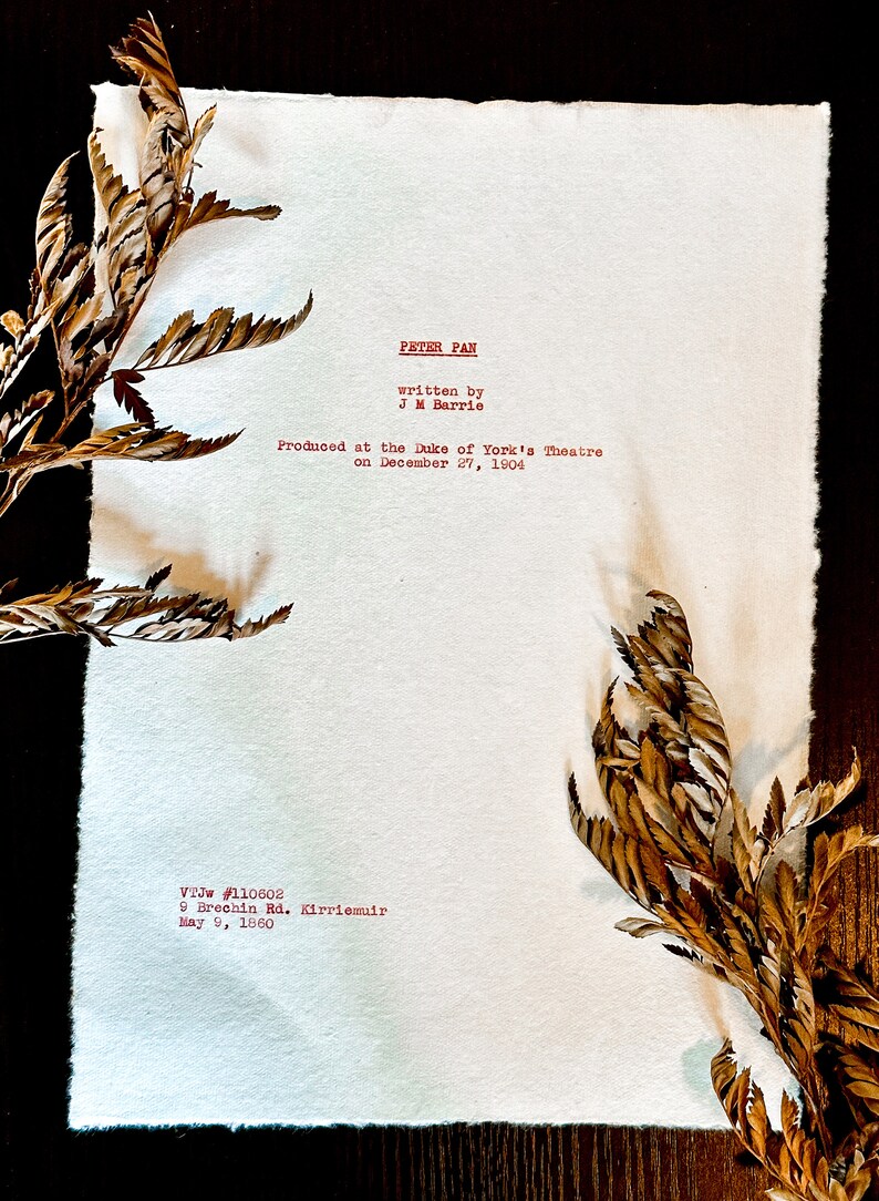Custom Screenplay Title Page Hand Typed on Cotton Paper and ...