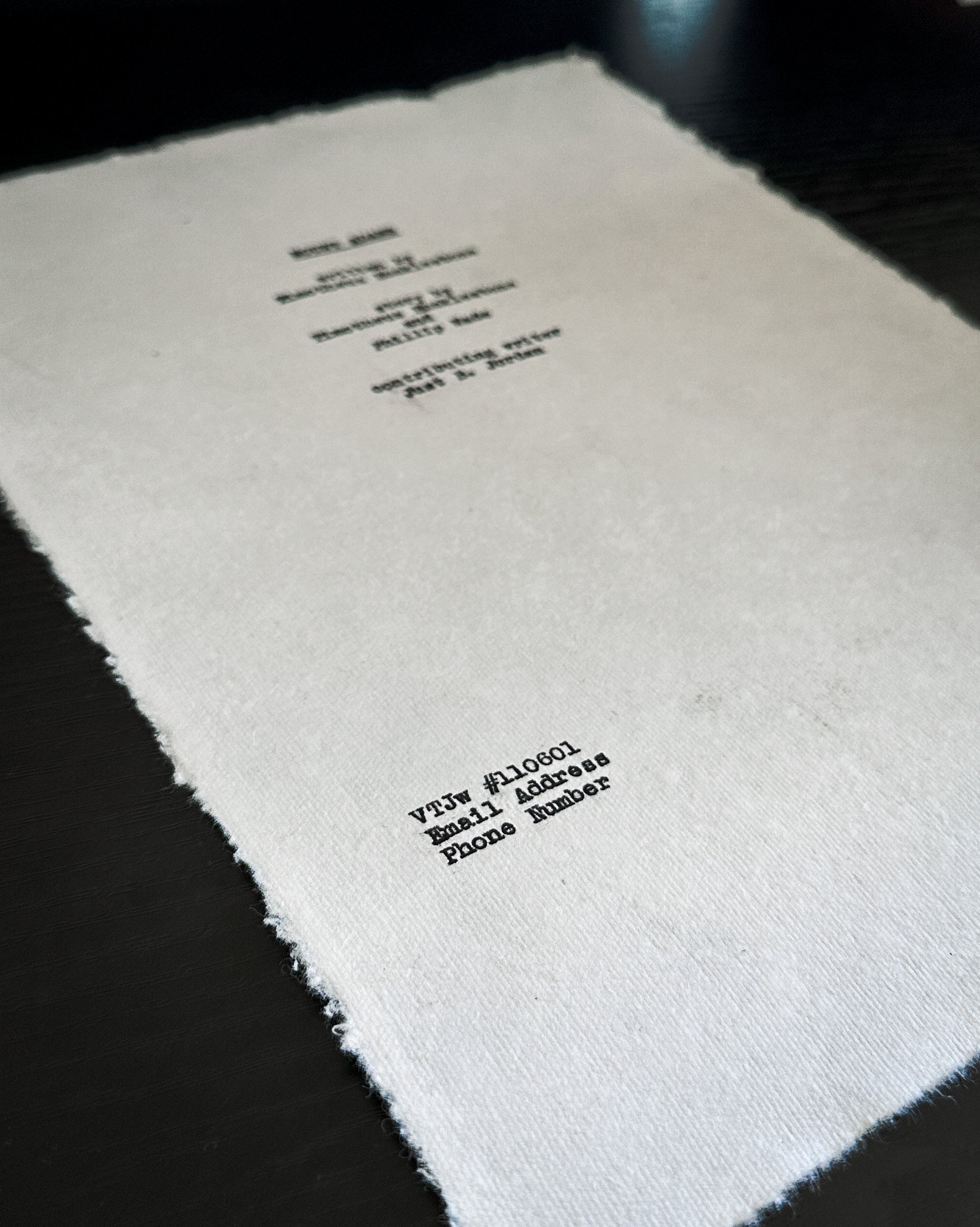 Custom Screenplay Title Page Hand Typed on Cotton Paper and ...