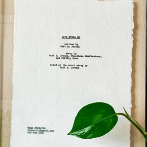 Custom Screenplay Title Page Hand Typed on Cotton Paper and Framed ...