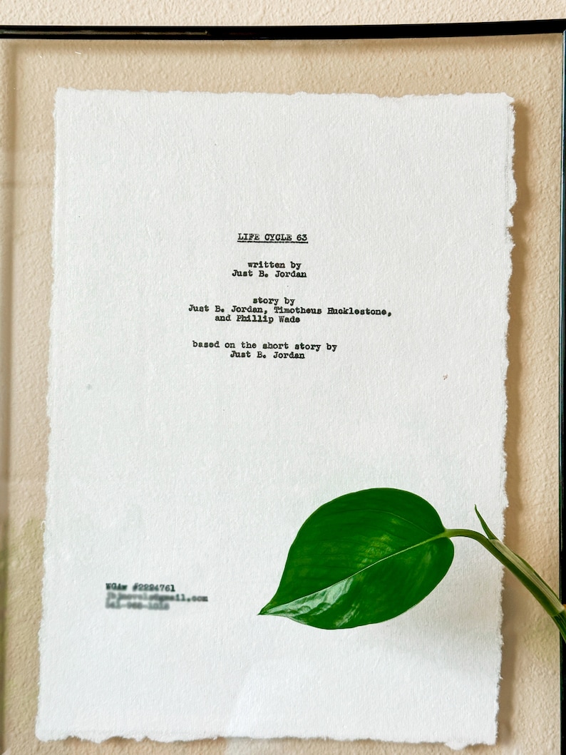 Custom Screenplay Title Page Hand Typed on Cotton Paper and Framed ...