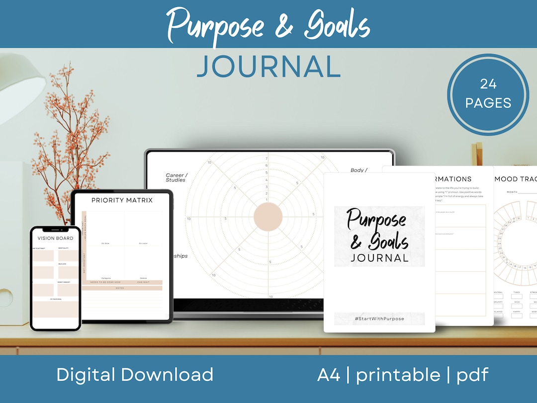 Purpose & Goals Journal Digital Download Printable Pdf | Find Your ...