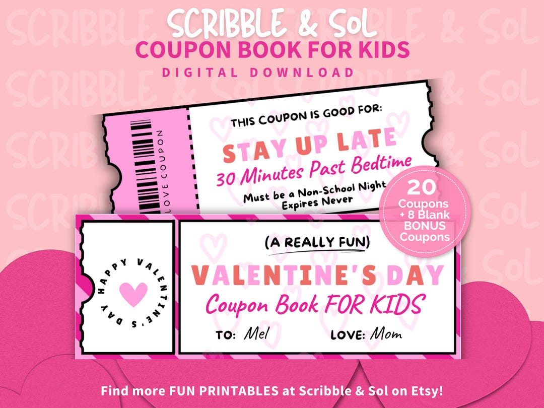 Printable Valentine's Day Coupon Book for Kids, Love Coupon Book for ...