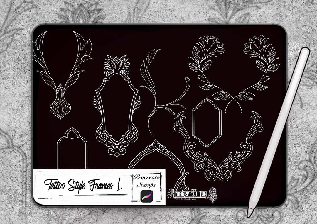 Neo Traditional Frames Tattoo Style for Procreate Tattoo Brush Set Art ...