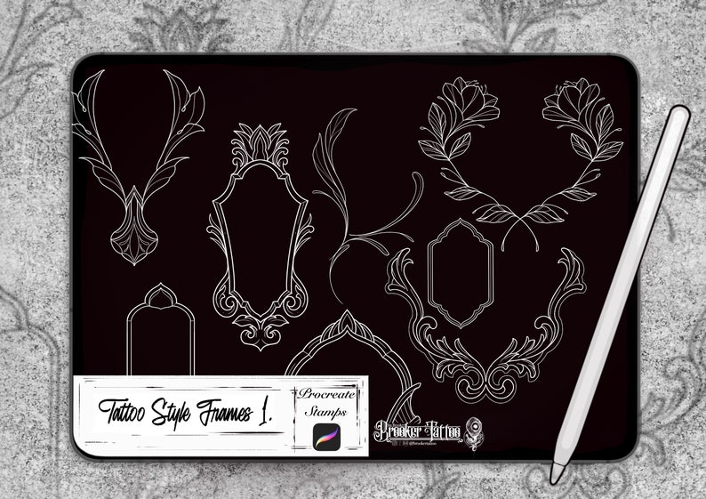 Neo Traditional Frames Tattoo Style for Procreate Tattoo Brush Set Art ...