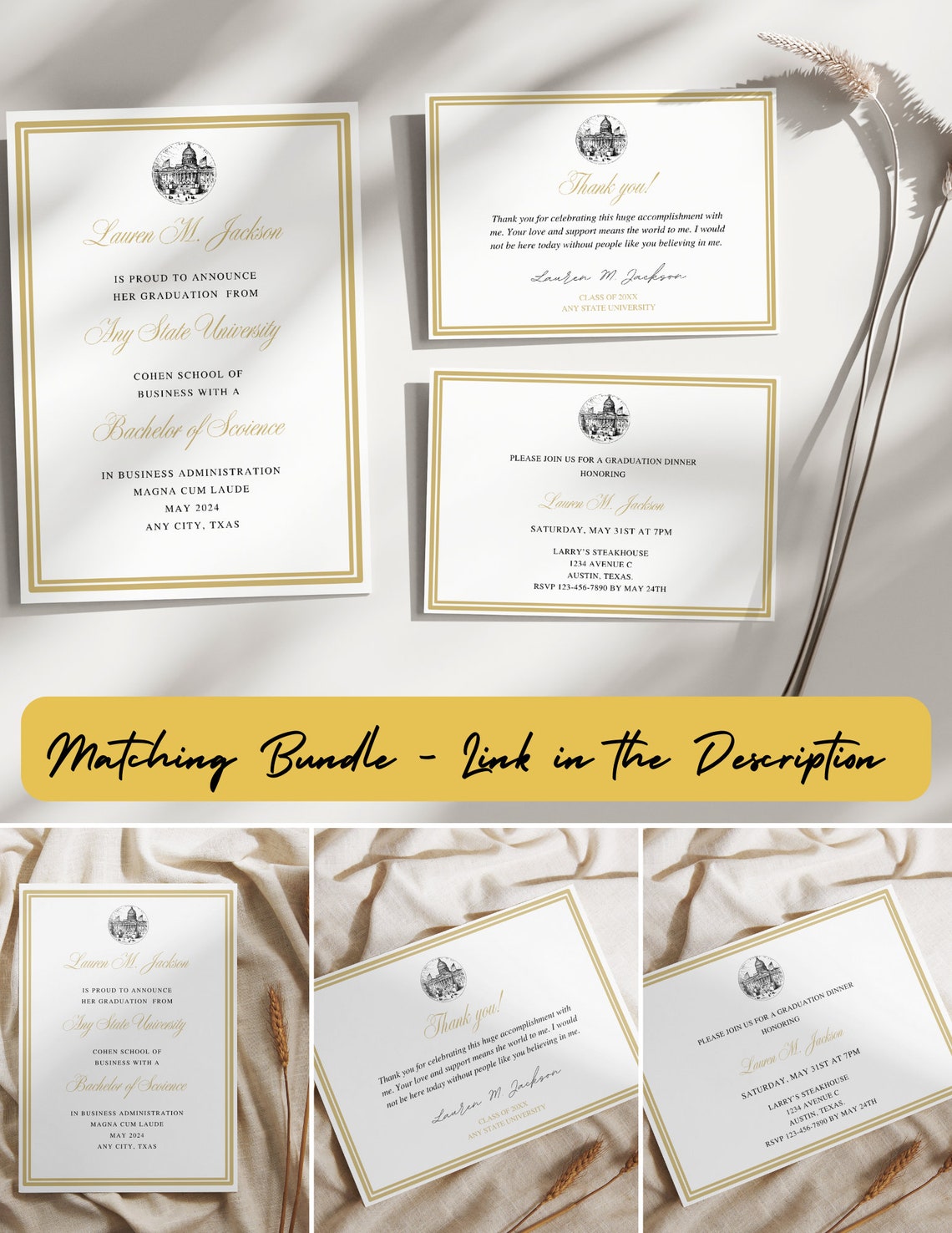 University Graduation Announcement TEMPLATE, Bachelor's/master's Degree ...