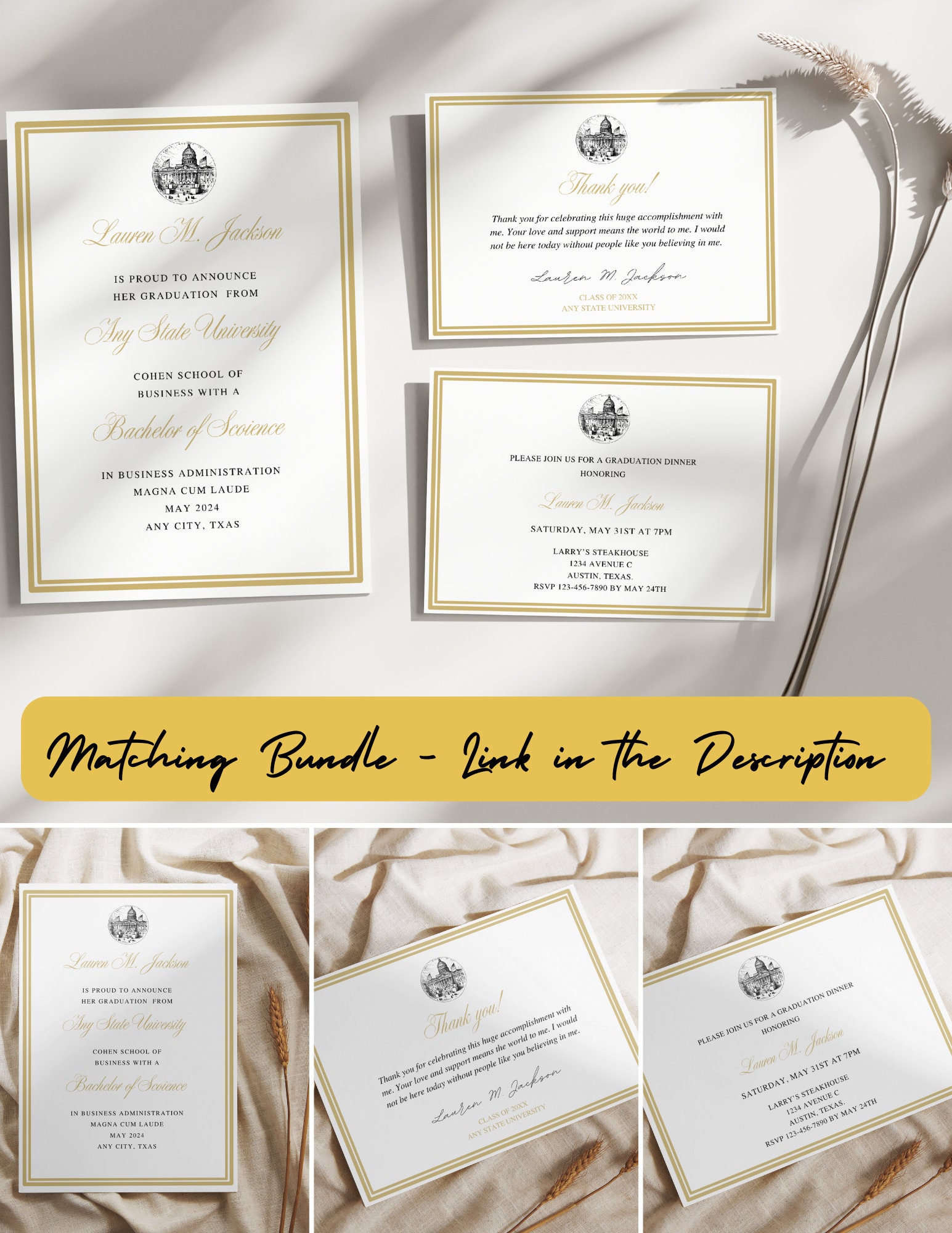 University Graduation Announcement TEMPLATE, Bachelor's/master's Degree ...