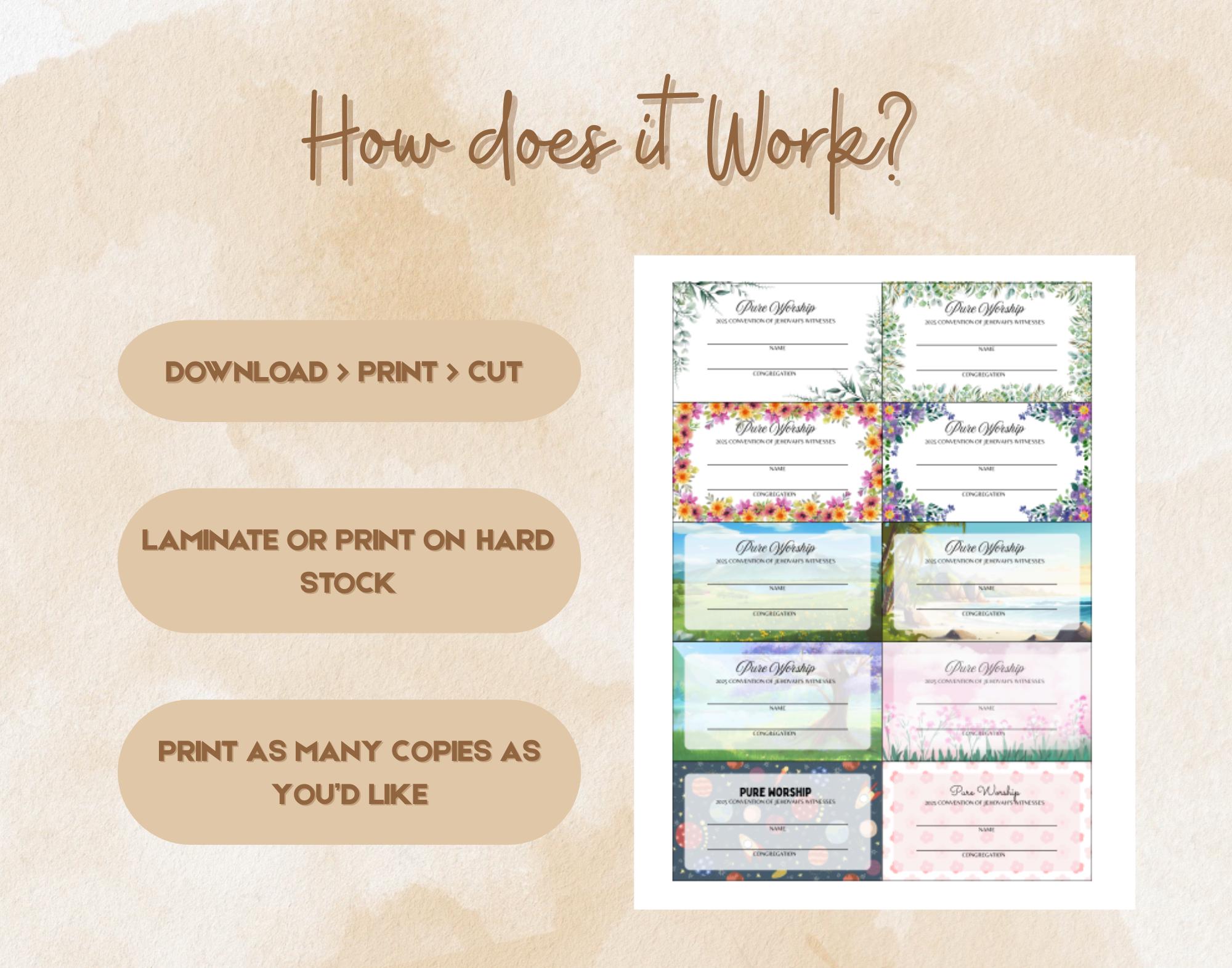 JW 2025 Convention Name Tags, Pure Worship Badges, Convention Name ...
