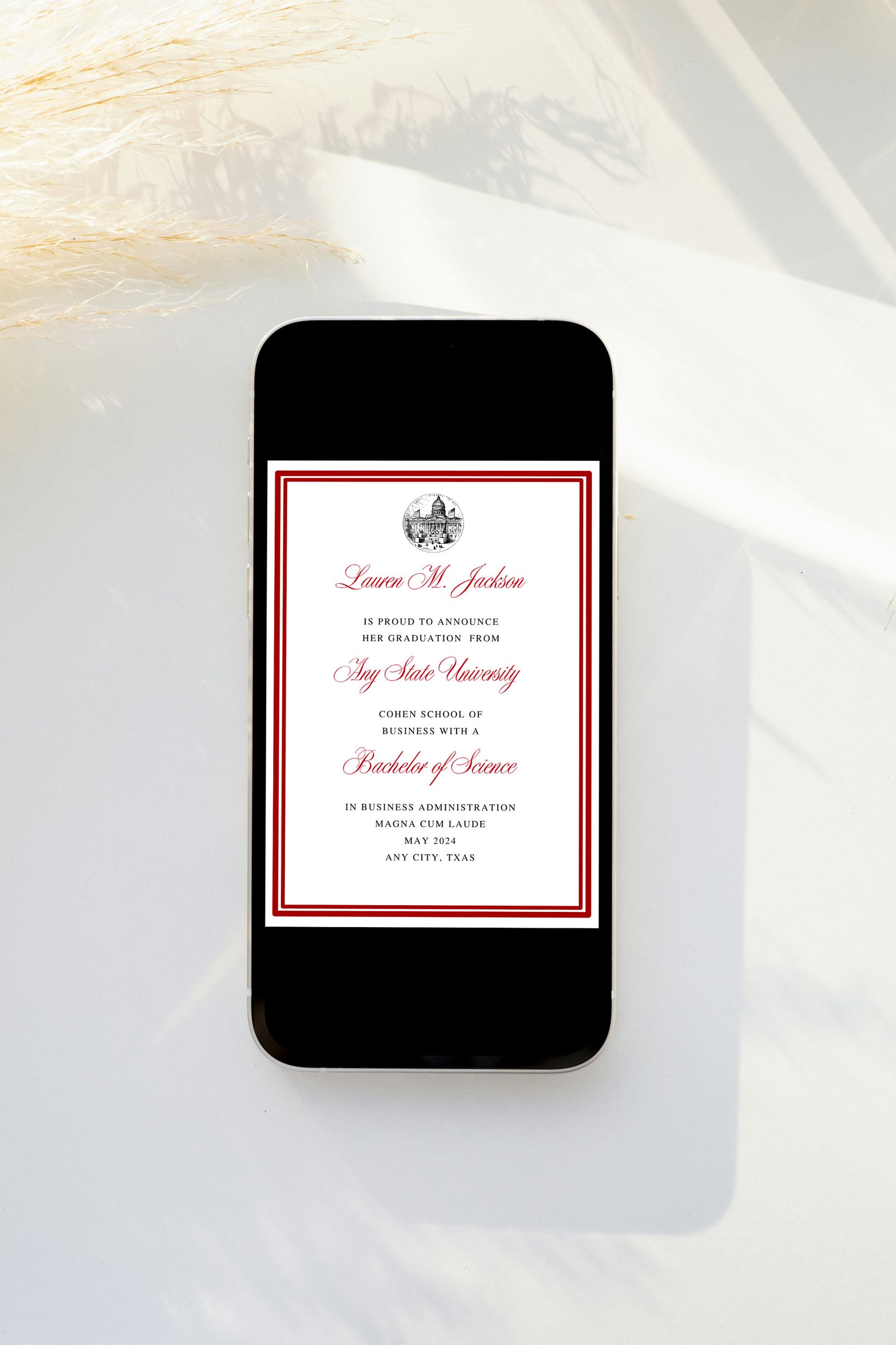 University Graduation Announcement TEMPLATE, Bachelor's/master's Degree ...