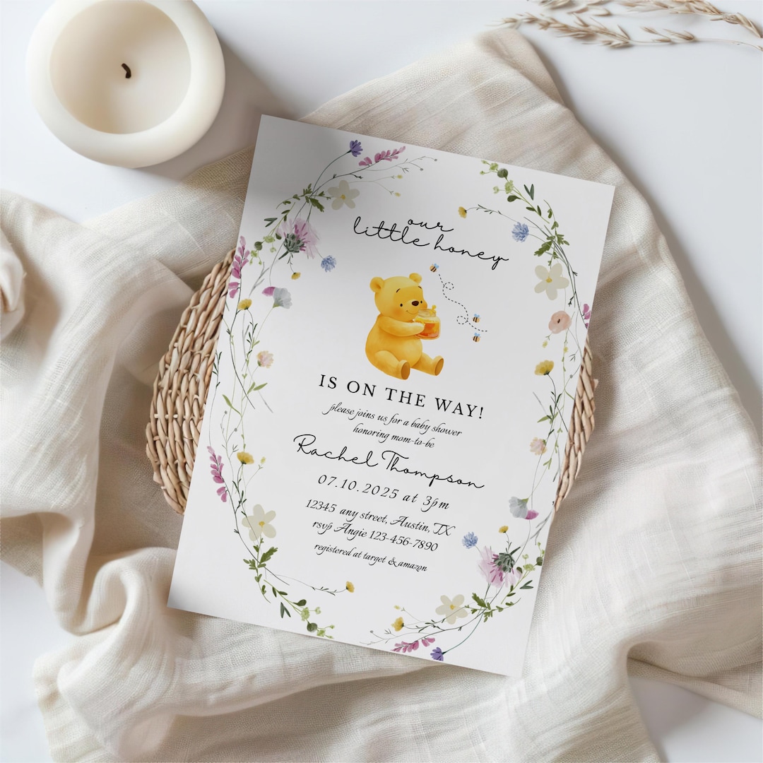 Classic Winnie the Pooh Baby Shower Invitation, Winnie the Pooh Gender ...