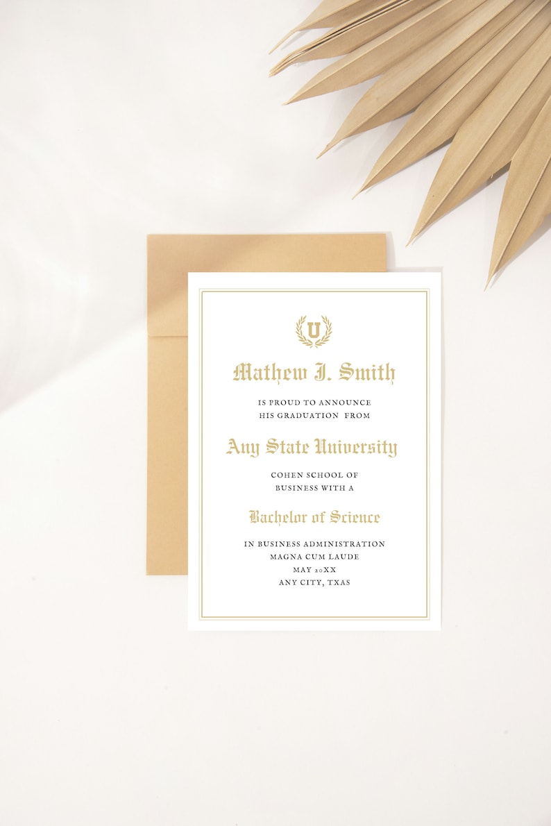 University Graduation Announcement TEMPLATE, Bachelor's/master's Degree ...