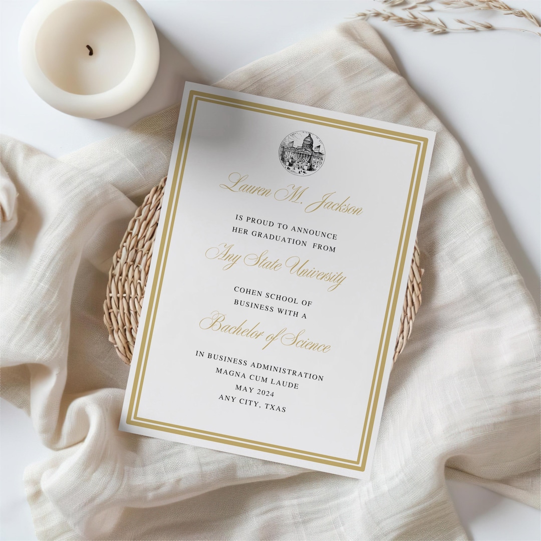 University Graduation Announcement TEMPLATE, Bachelor's/master's Degree ...