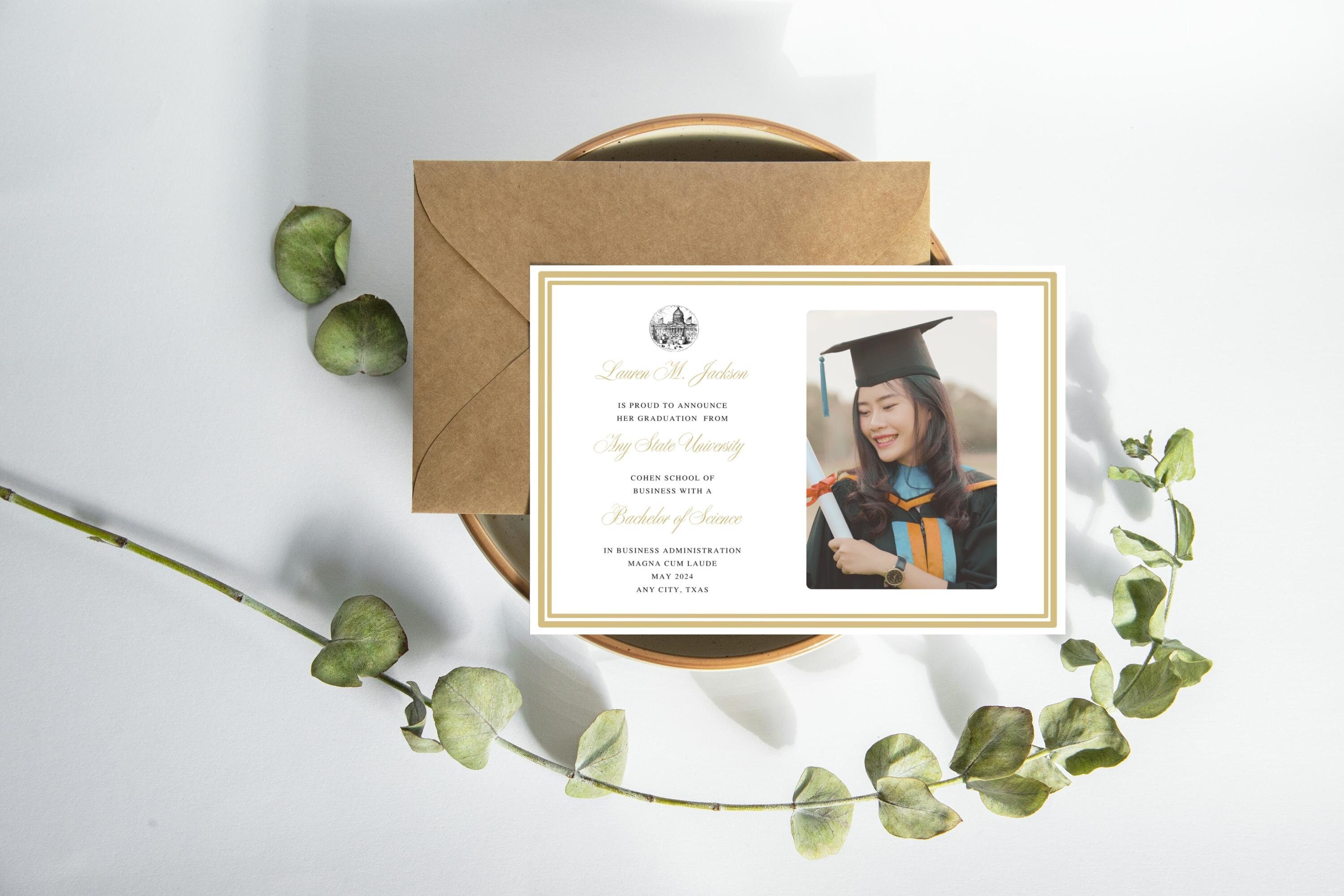 University Graduation Announcement TEMPLATE, Bachelor's/master's Degree ...