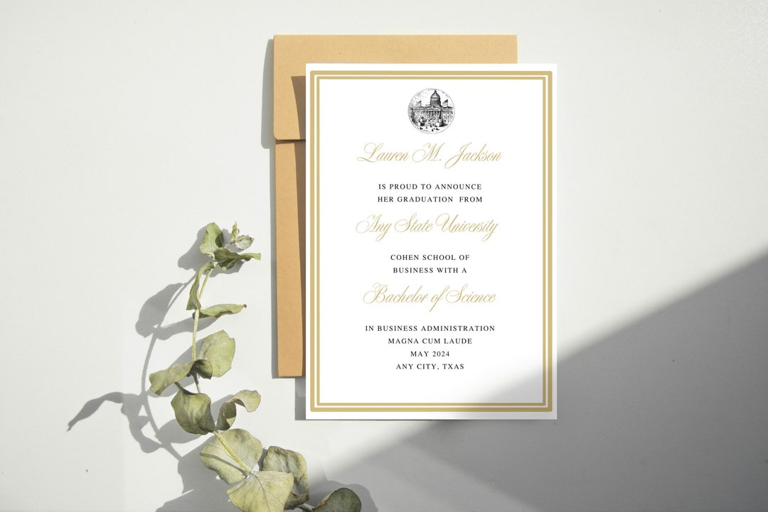 University Graduation Announcement TEMPLATE, Bachelor's/master's Degree ...