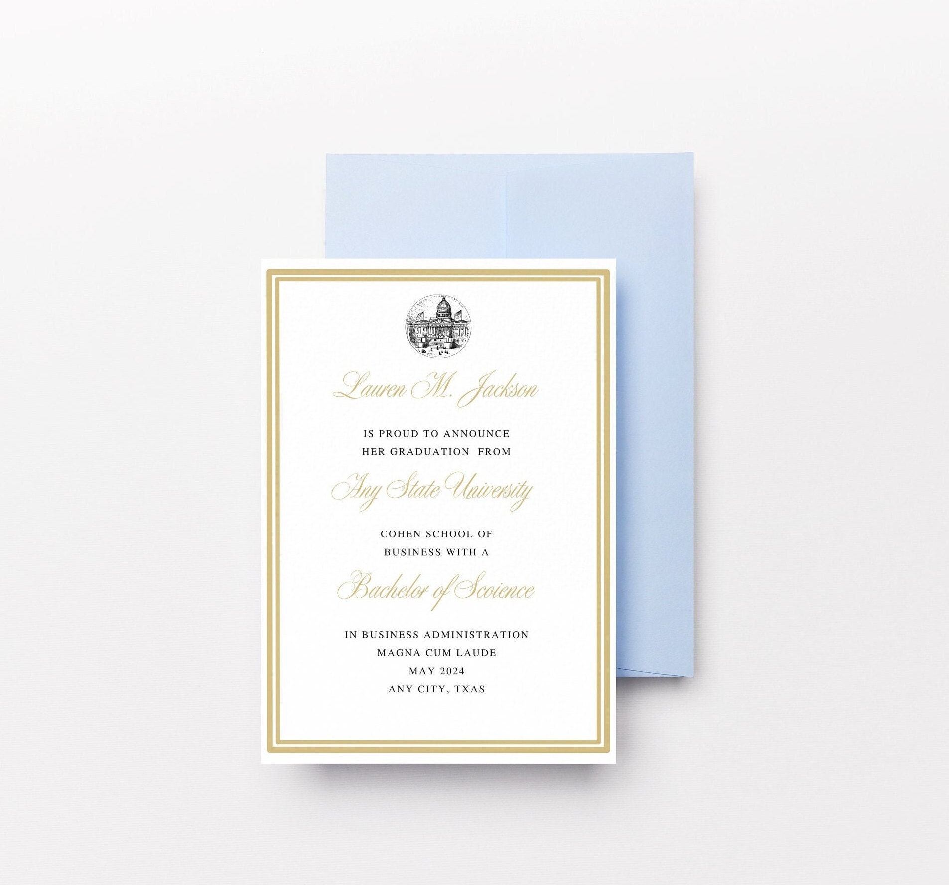 University Graduation Announcement TEMPLATE, Bachelor's/master's Degree ...