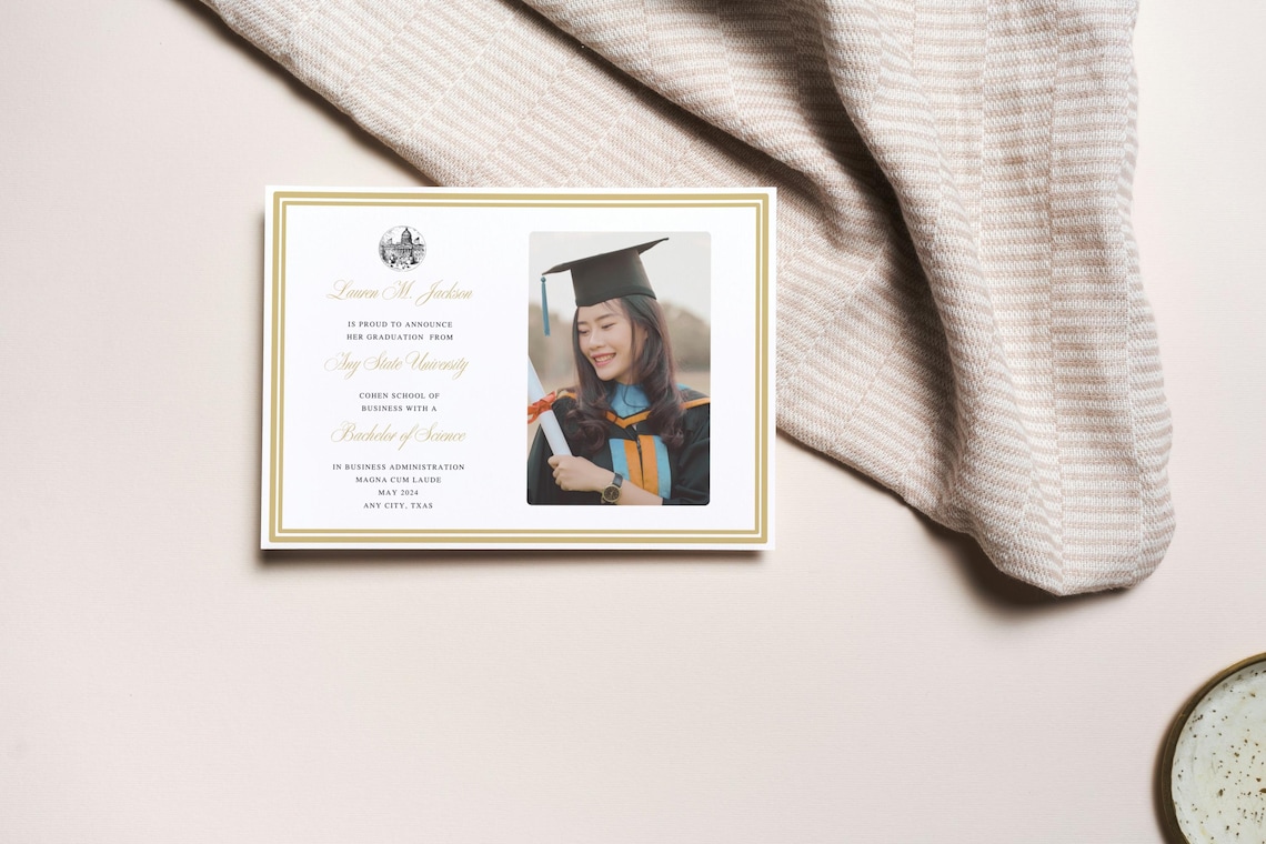 University Graduation Announcement TEMPLATE, Bachelor's/master's Degree ...